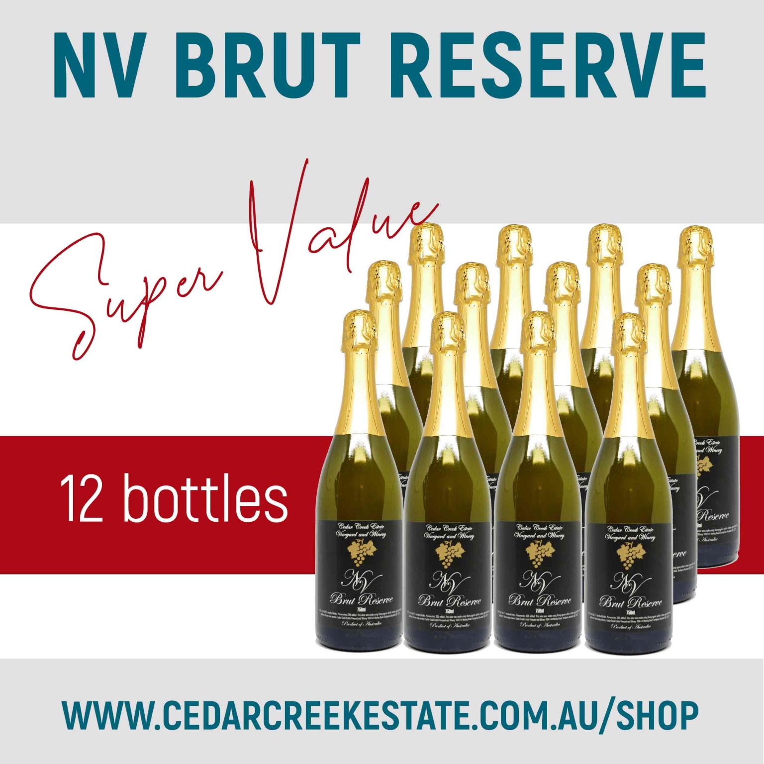 NV Brut Reserve – Super Value carton of 12 bottles - Cedar Creek Estate