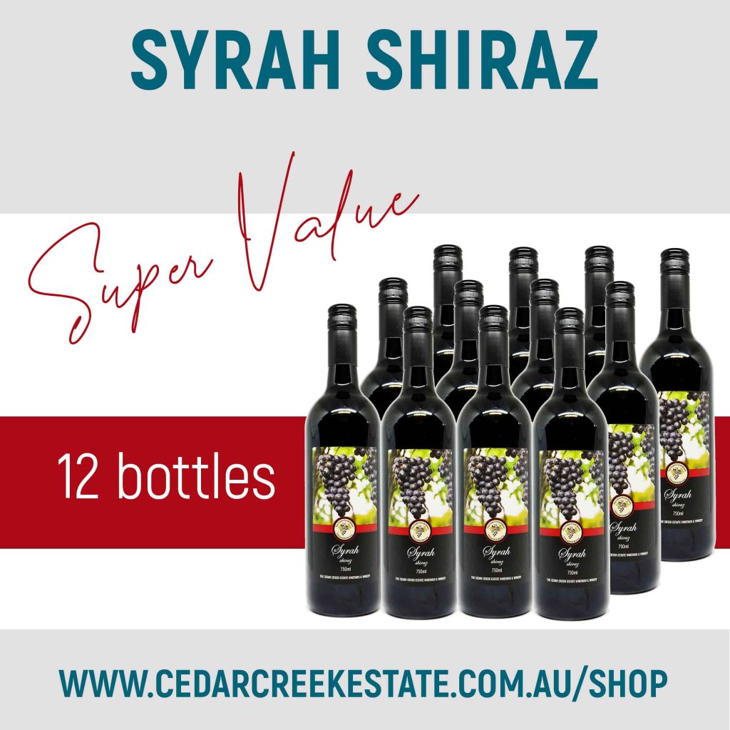 Syrah Shiraz – Super Value carton of 12 bottles - Cedar Creek Estate
